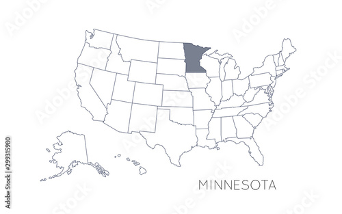 High detailed vector map - United States of America. Map with state ...