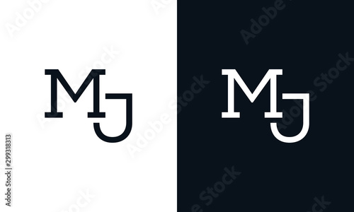 Minimalist line art letter MJ logo. This logo icon incorporate with two ...
