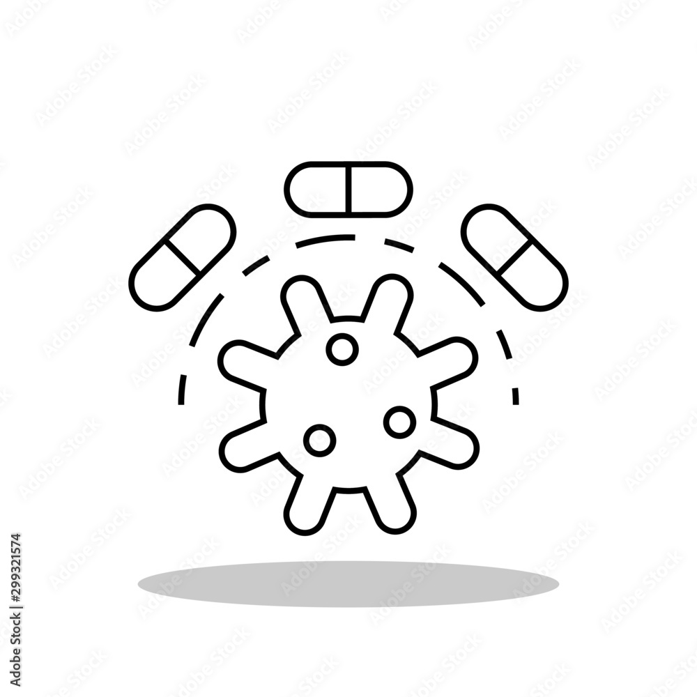 Antibiotic resistance icon in trendy flat style. Drug resistance symbol ...