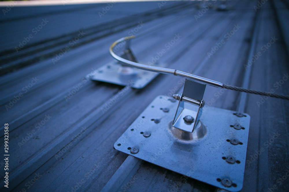 Stainless industrial fall arrest fixed safety line roof anchor point ...