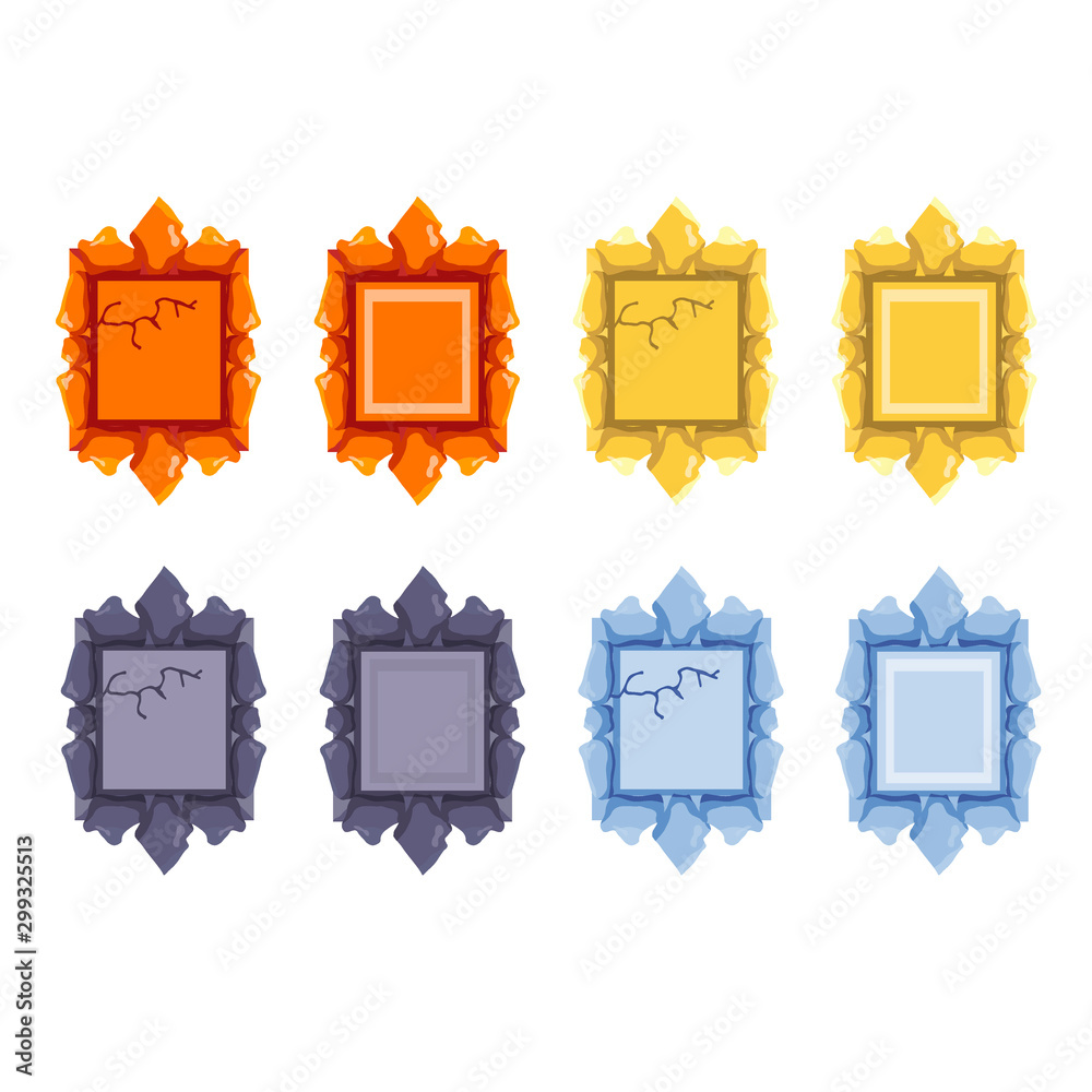Vector square frame design element set for gaming user interface ...