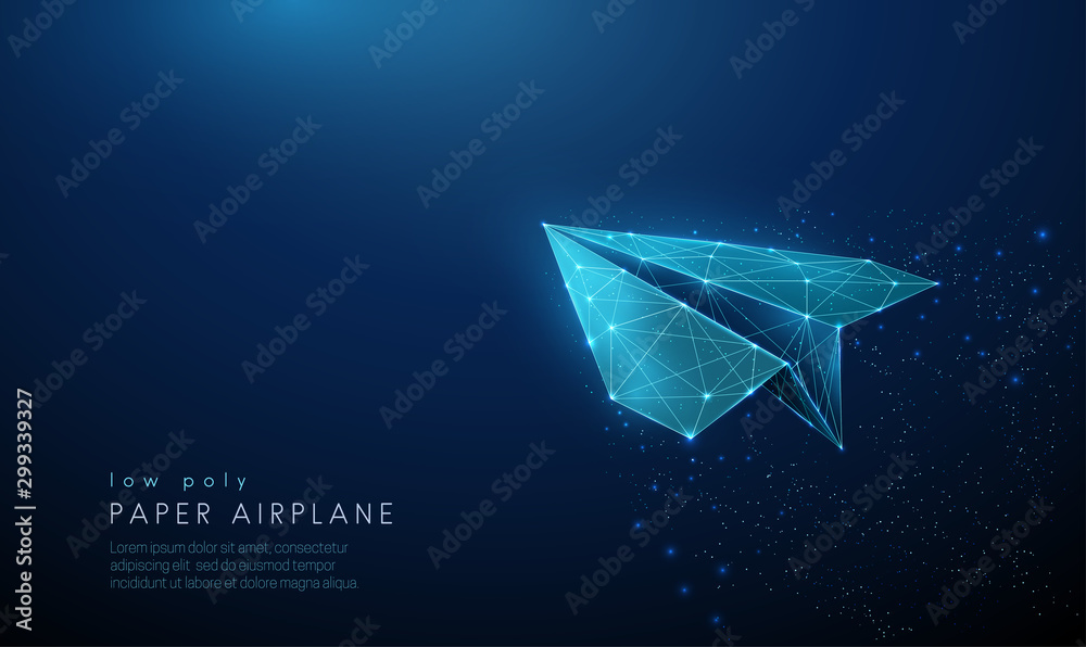 Paper air plane. Low poly style design. Stock Vector | Adobe Stock
