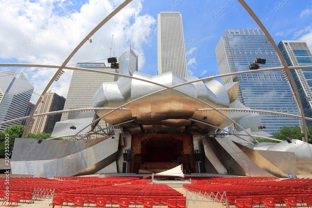 CHICAGO, USA - JUNE 27, 2013: People visit Jay Pritzker Pavilion in ...