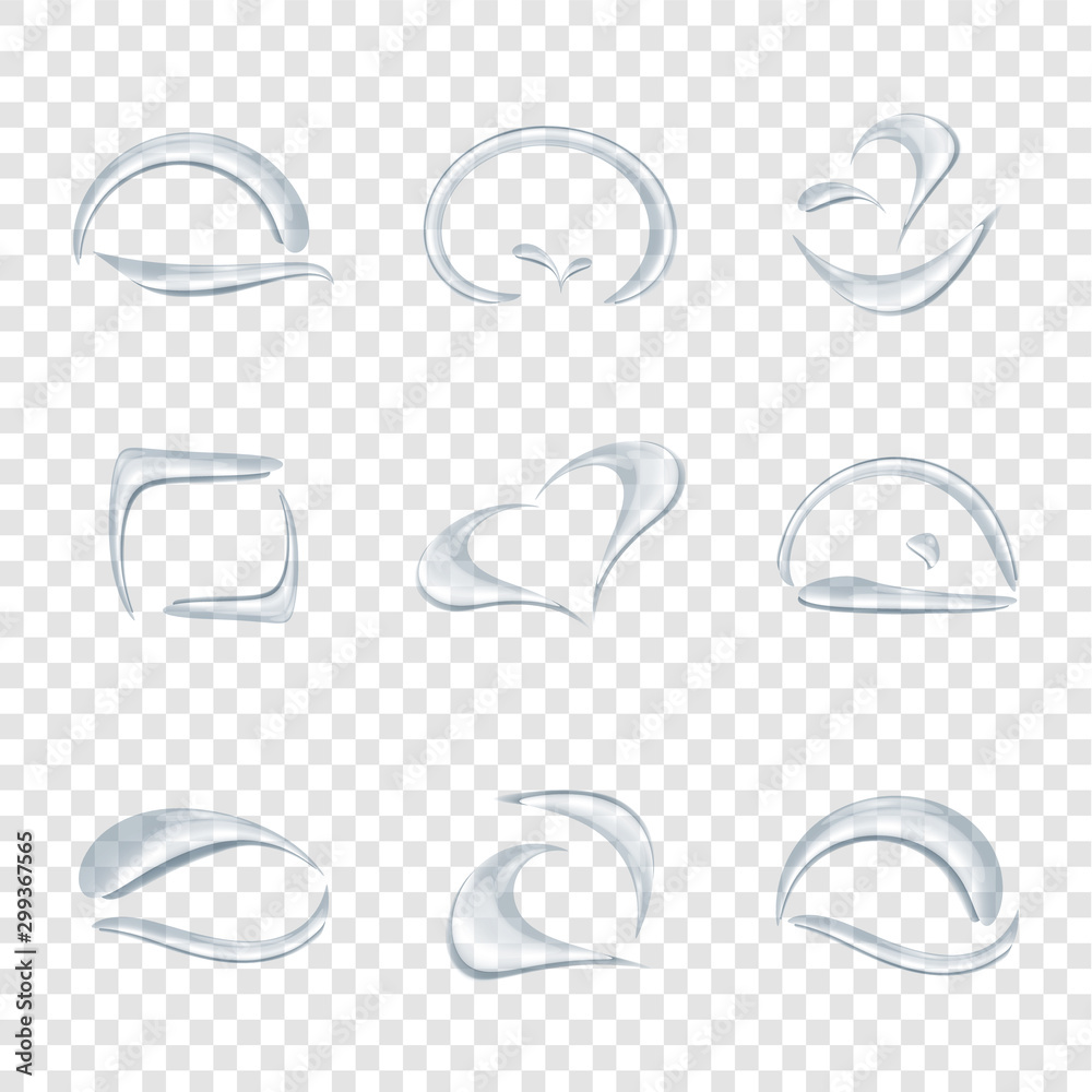 Different shape of water drops or droplet vector isolated on ...