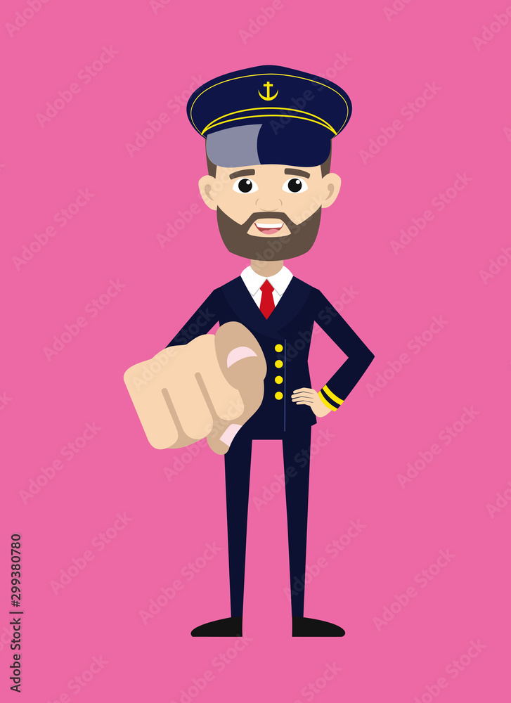 Ship Captain Pilot - Laughing and Pointing Stock Vector | Adobe Stock