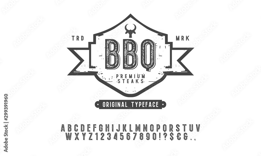 BBQ font and alphabet. Stock Vector | Adobe Stock