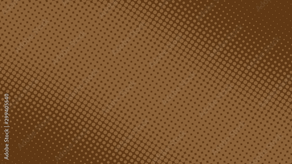 Brown pop art background in retro comic style with halftone dots design ...