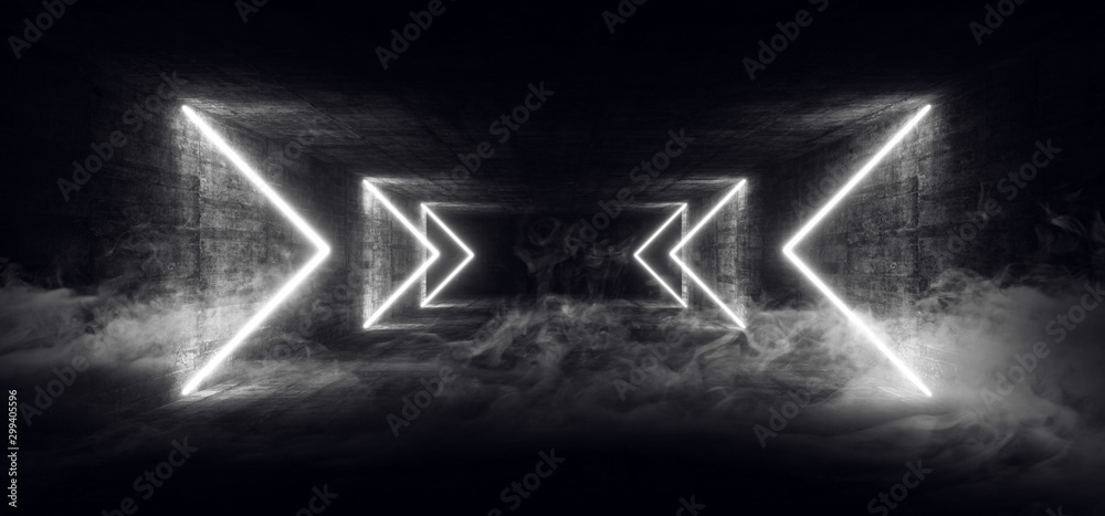 Ilustración de Stock Dark Smoke Fog Steam Tunnel Corridor Neon Glowing ...