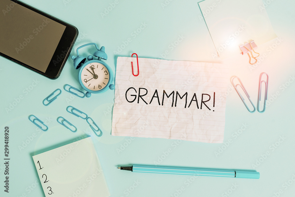 Handwriting text Grammar. Conceptual photo whole system structure ...