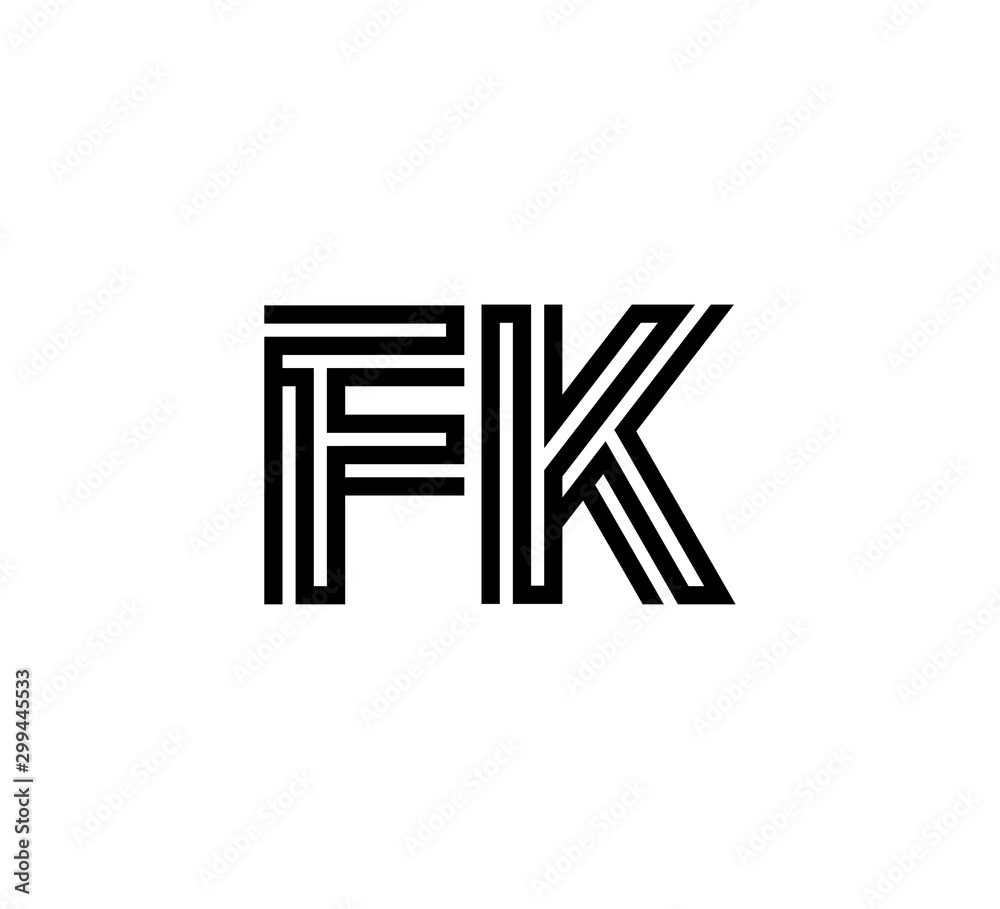 Initial two letter black line shape logo vector FK Stock Vector | Adobe ...