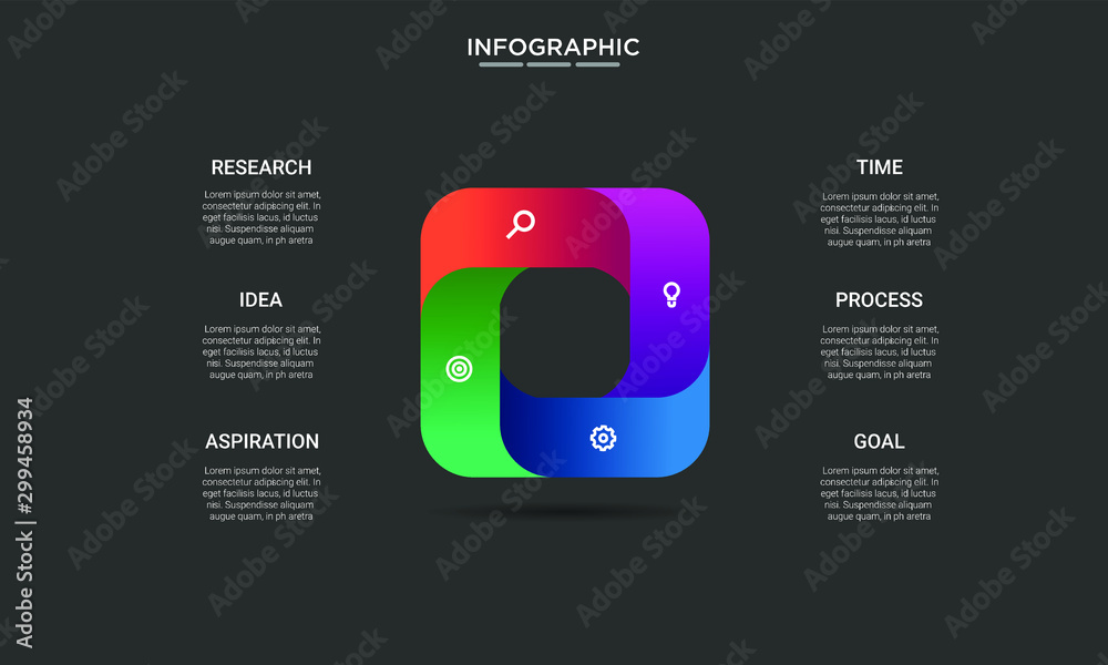square colorful Infographic stack chart design with icons and options ...