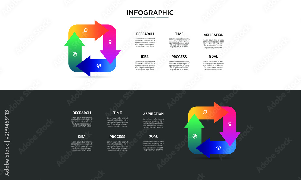 square colorful Infographic stack chart design with icons and options ...