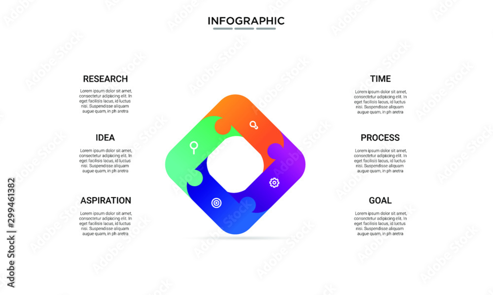 square colorful Infographic stack chart design with icons and options ...