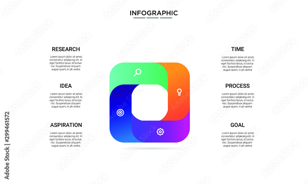 square colorful Infographic stack chart design with icons and options ...