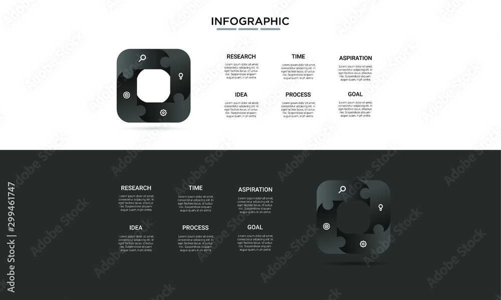 square black Infographic stack chart design with icons and options or ...