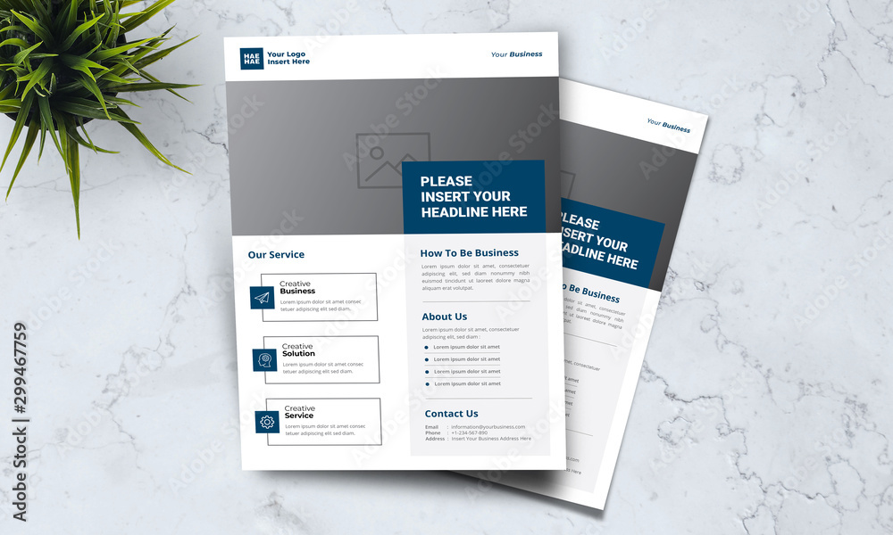 A4 minimalist modern elegant business template flayer vol 44 with blue ...