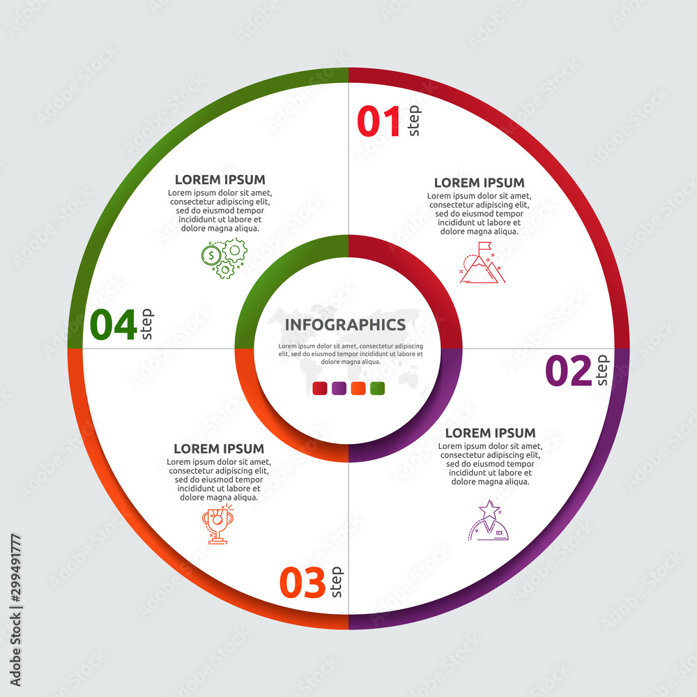 Vector flat template circle and sector infographics. Business concept ...
