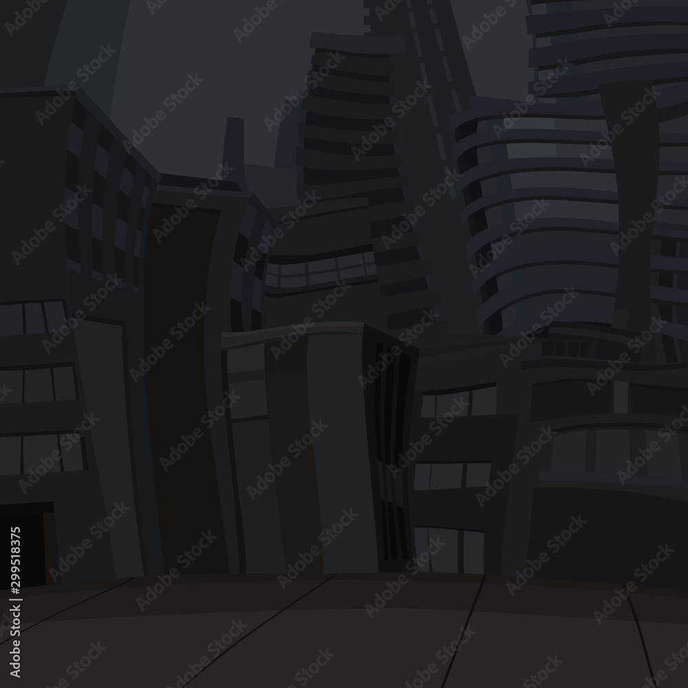 dark background of cartoon shopping mall building at night 素材庫向量圖 ...