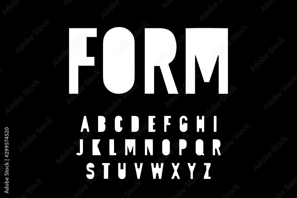 Form hand drawn vector type font in cartoon comic style black white ...