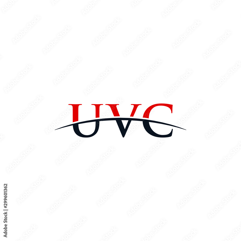 Initial letter UVC, overlapping movement swoosh horizon logo company ...