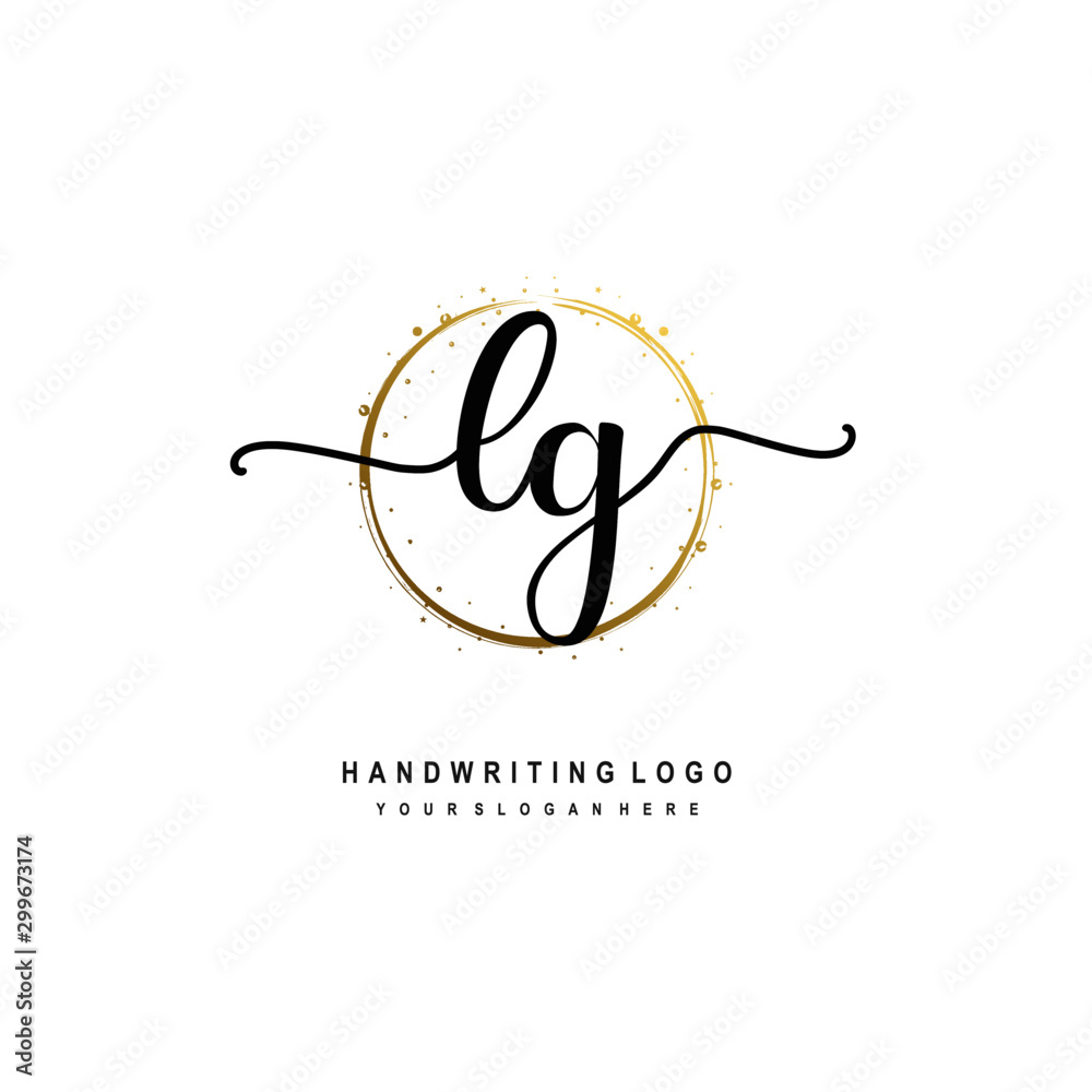 Initials letter LG vector handwriting logo template. with a circle ...