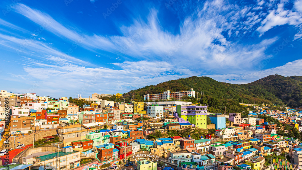 Fotografie Pusan,South Korea-September 30,2019:Cityscape of Gamcheon ...