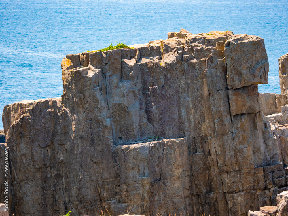 The coastal cliff "Tojinbo". In Anto, Mikunicho, Sakai City, Fukui ...