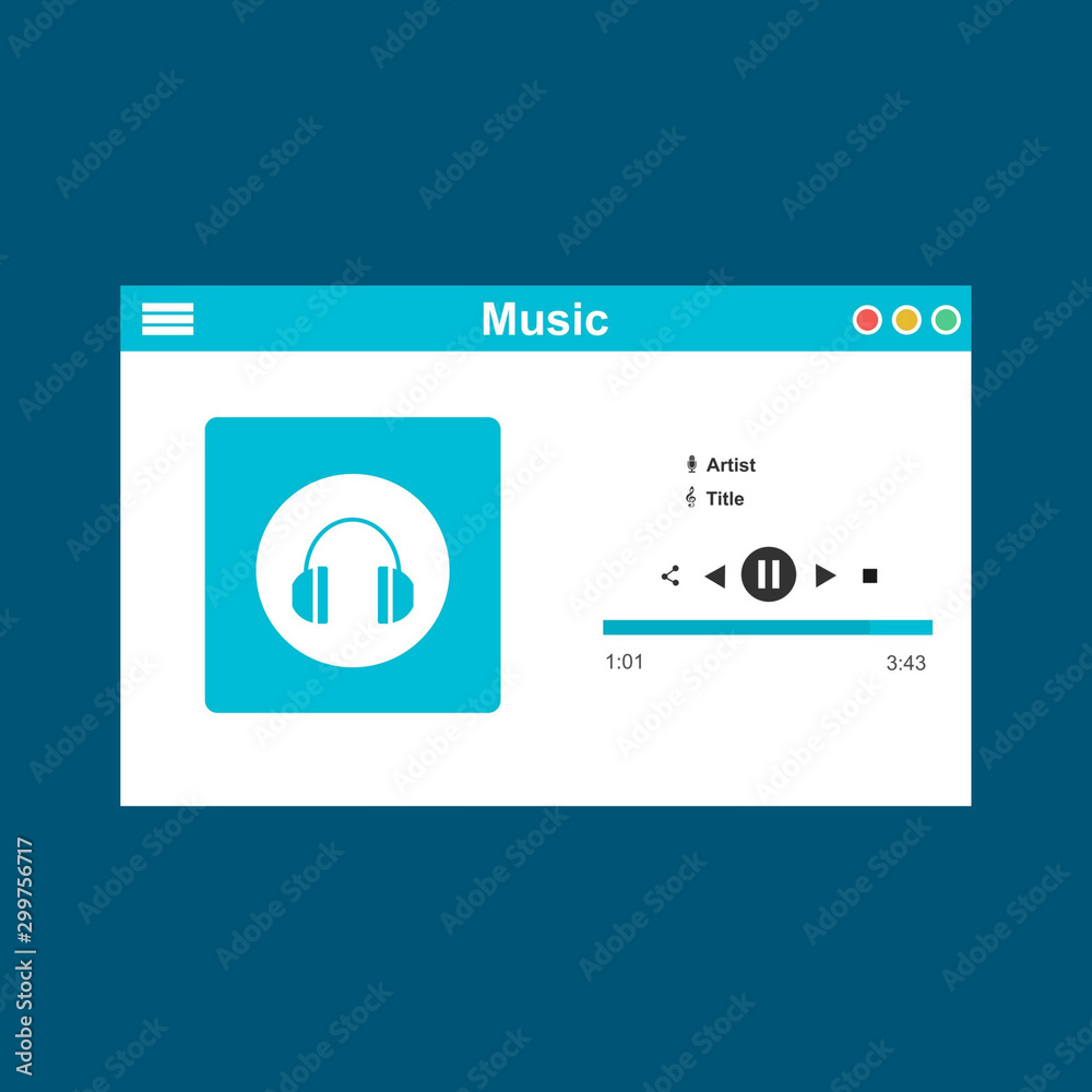 Vector illustration of music player flat design concept. Development ...