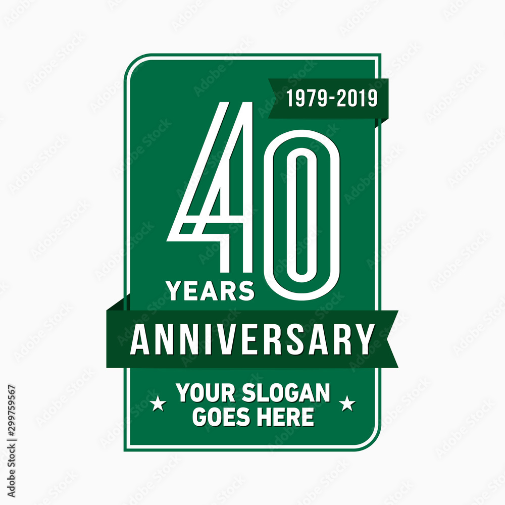 40 years anniversary design template. Forty years celebration logo ...
