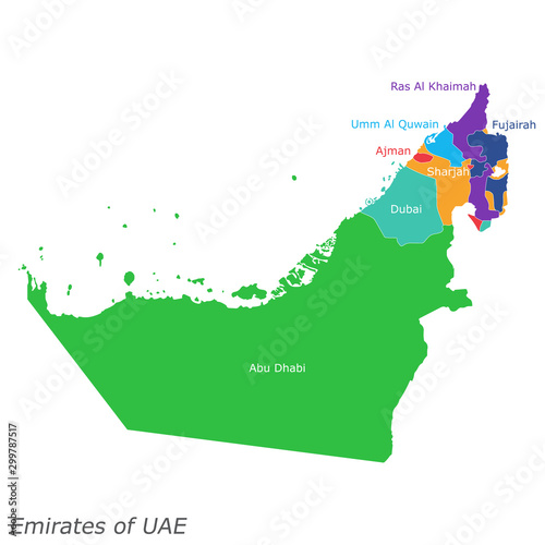 UAE map with emirates. Political map. Vector illustration Stock Vector ...