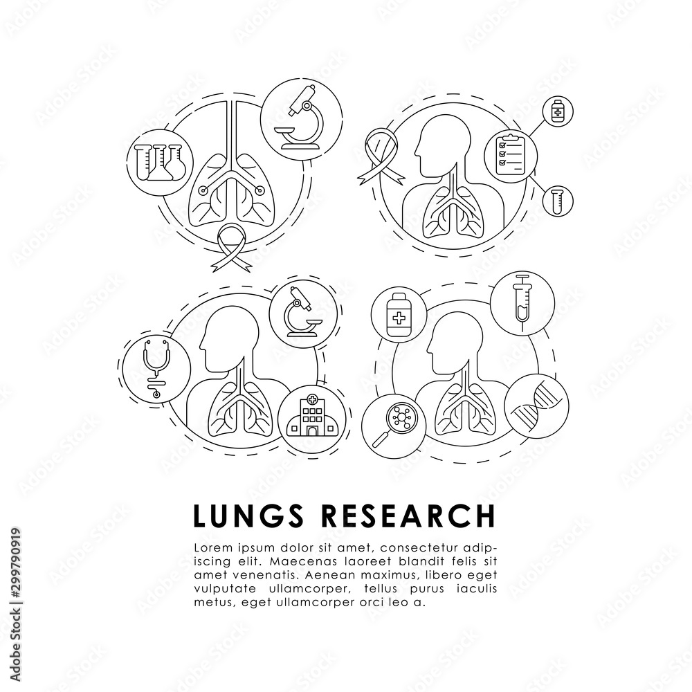 Lungs system inspection concept. Pulmonology of human vector ...