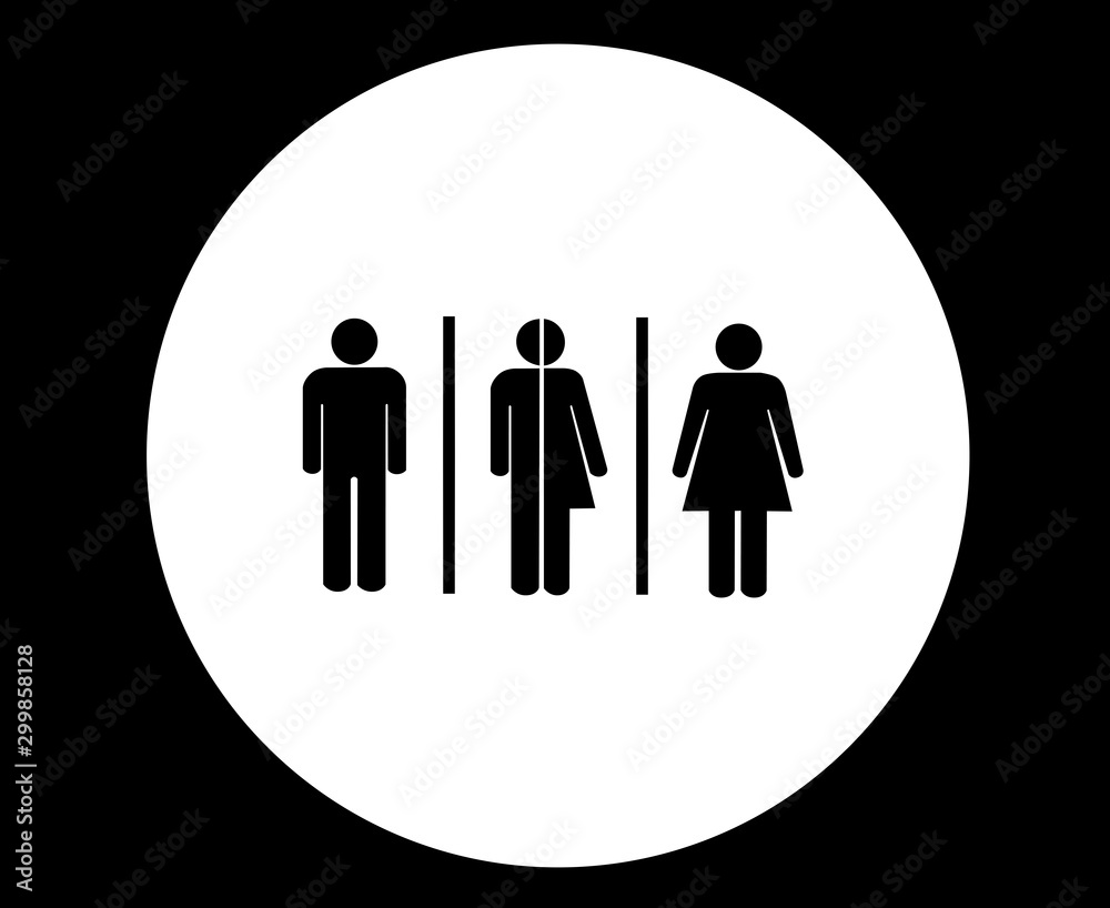 All gender symbols. Male, female transgender, restroom or toilet sign ...
