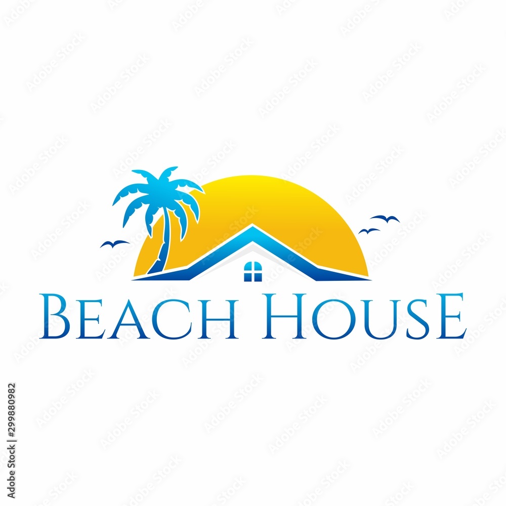 Beach House Logo Design Vector Stock Vector | Adobe Stock