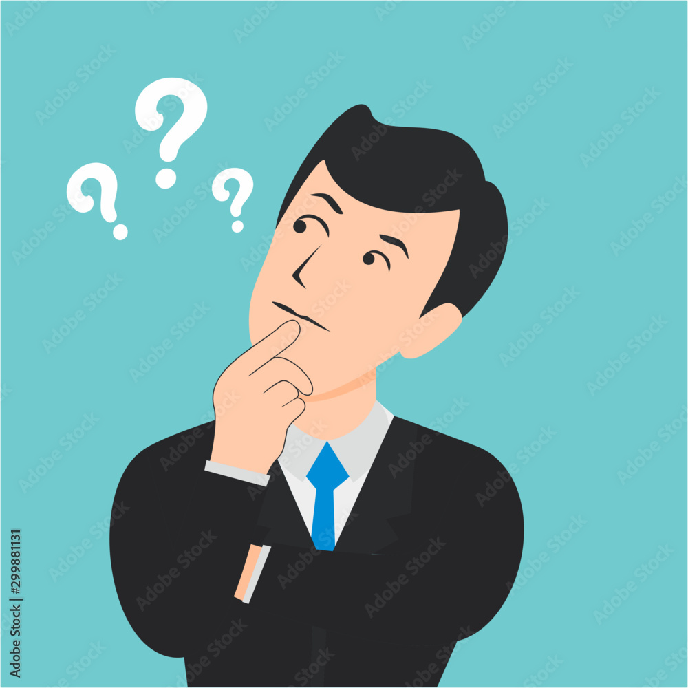 Flat Thinking Asian Man Vector Stock Vector | Adobe Stock