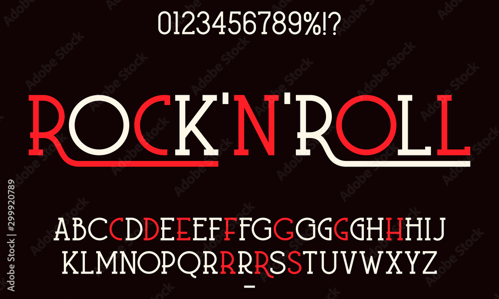 Vintage retro font. Modern art deco font with serifs. Set of letters ...