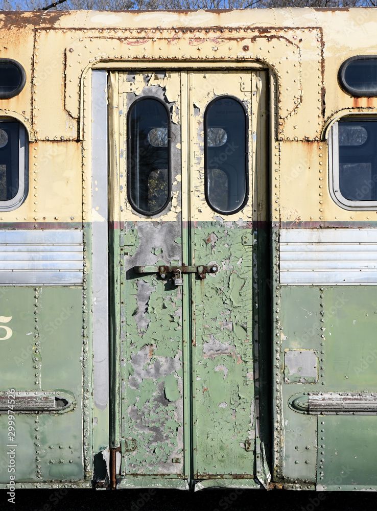 Vintage bus transportation door Stock Photo | Adobe Stock