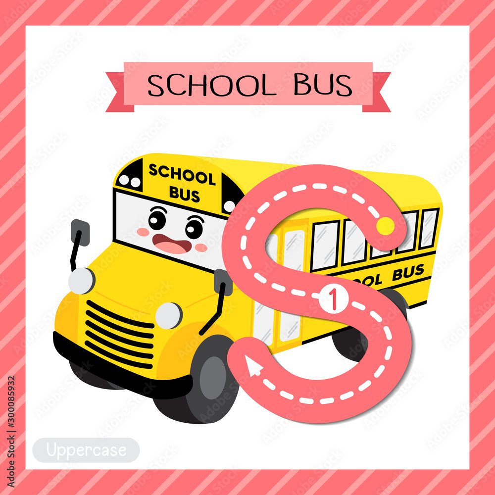 Letter S uppercase tracing. School Bus Stock Vector | Adobe Stock