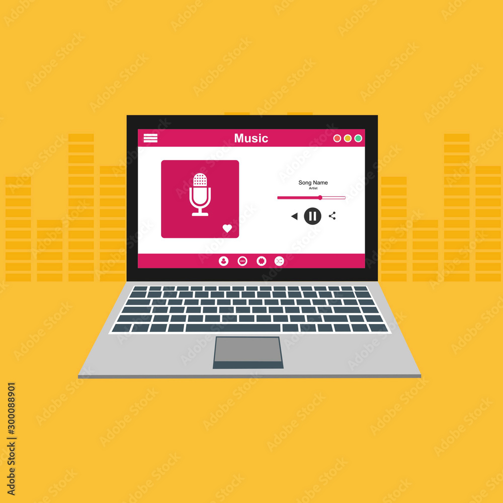 Mobile music player app design layout. songs albums listening screen ...
