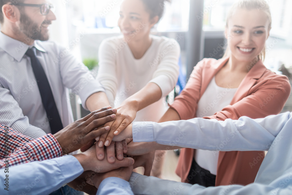 Stack of hands. Unity and teamwork concept. Stock Photo | Adobe Stock