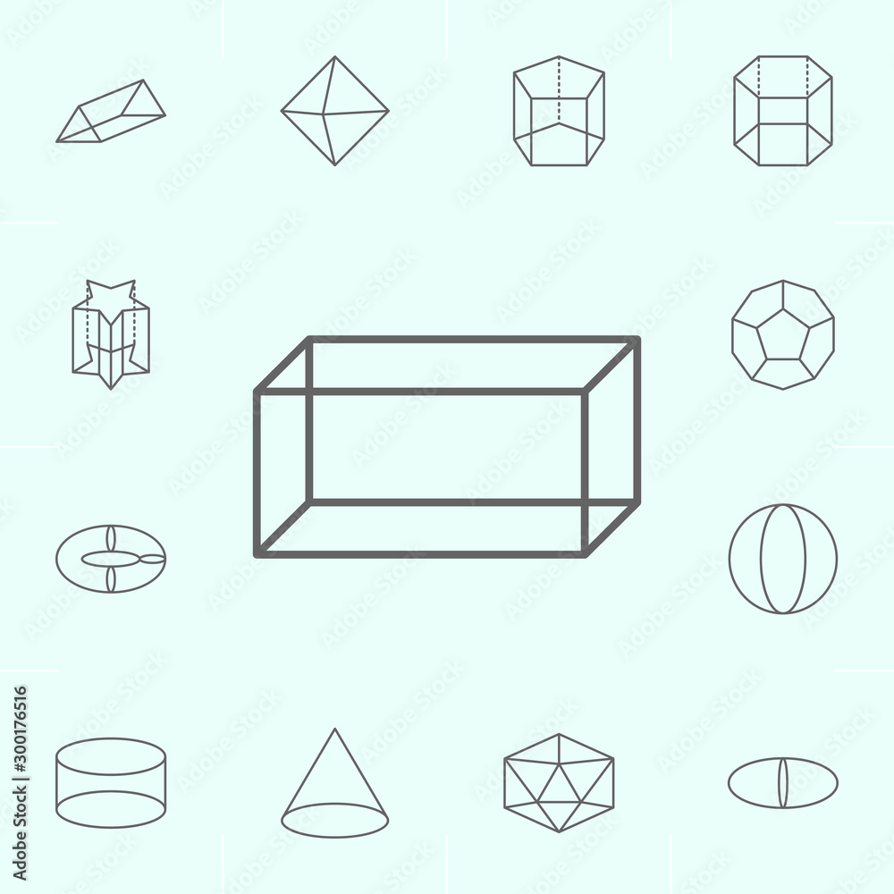 geometric figures, cuboid outline icon. Elements of geometric figures ...