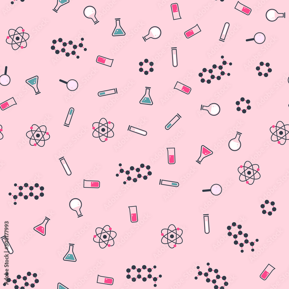 Vector de Stock Science seamless pattern. Retro style vector scientific ...