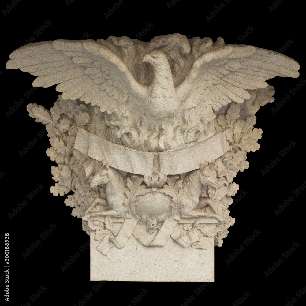 Elements of architectural decorations of buildings, columns and tops ...