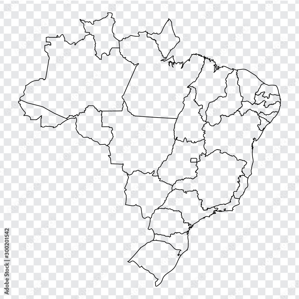 Blank map of Brazil. High quality map Federal Republic of Brazil with ...