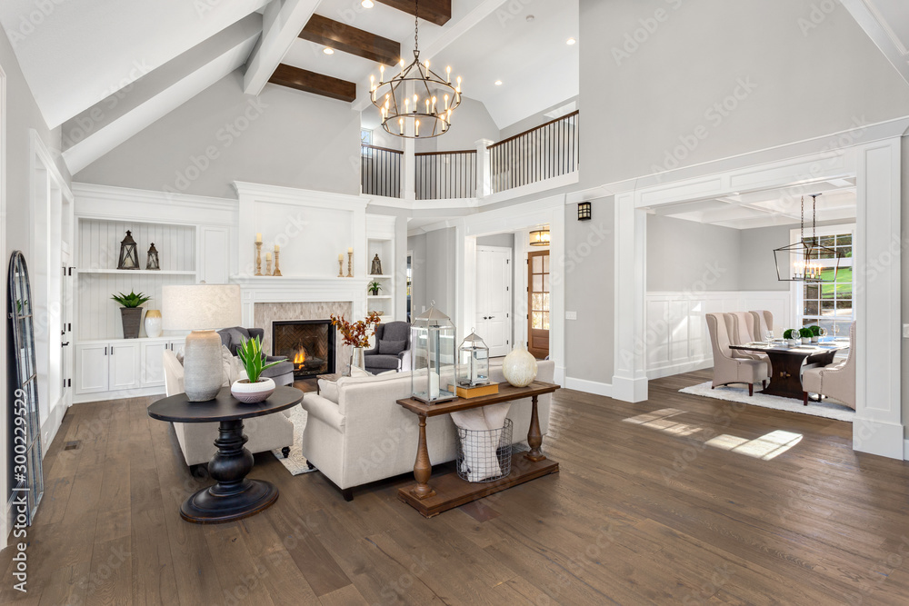 Beautiful living room in new traditional style luxury home. Features ...