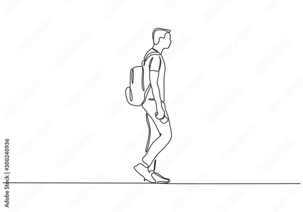 Continuous one line drawing of man walking on the street. Concept of ...