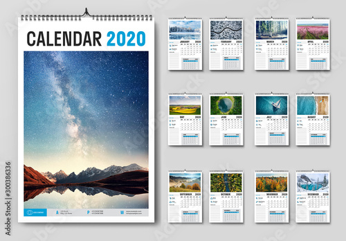 Annual Wall Calendar Layout. Buy this stock template and explore ...