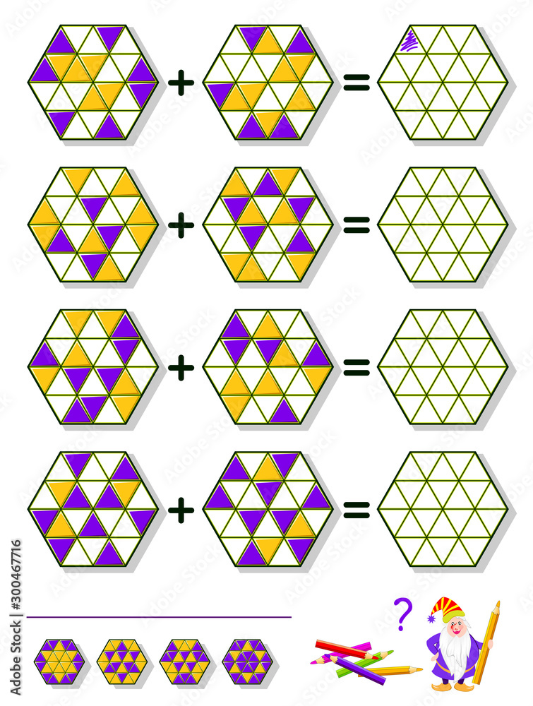 Baby coloring book. Educational page for children on addition. Paint ...