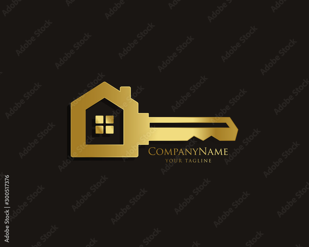 Elegant Key House Logo Design, Real Estate Logo Icon Symbol Design ...