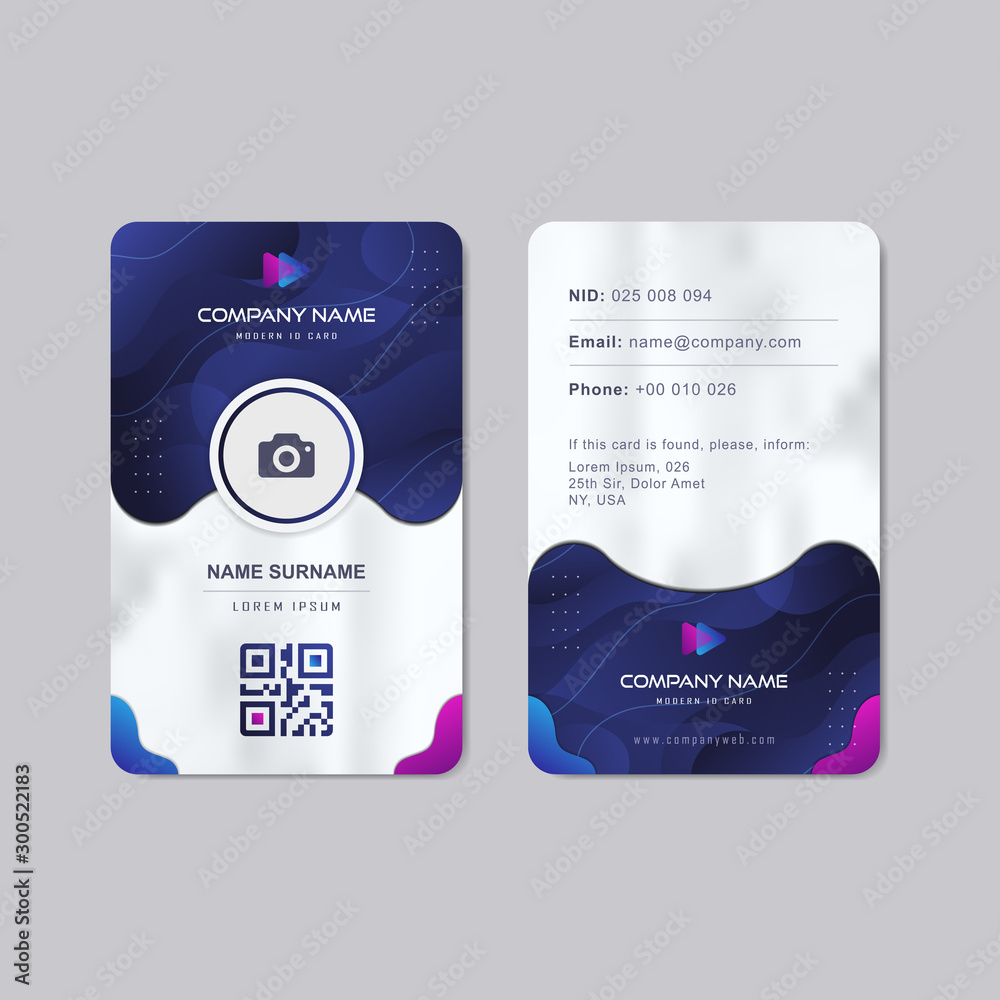 Modern Identity Card With Gradient Blue Navy Abstract Liquid Stock ...