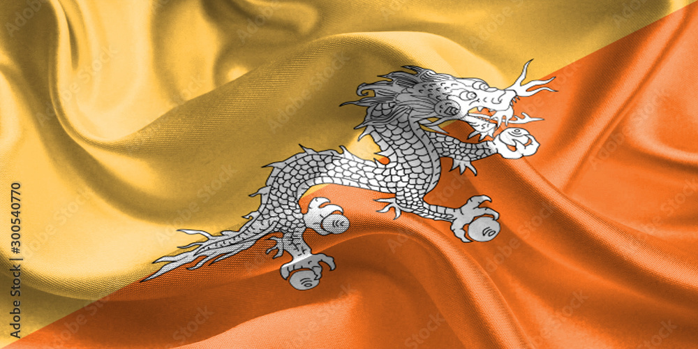 Ilustración de Stock Bhutan Flag. Flag of Bhutan. Waving Bhutan Flags ...